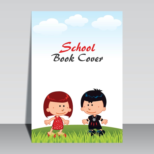 Cheerful School Book Cover with Playful Cartoon Characters | Jiffy Designs