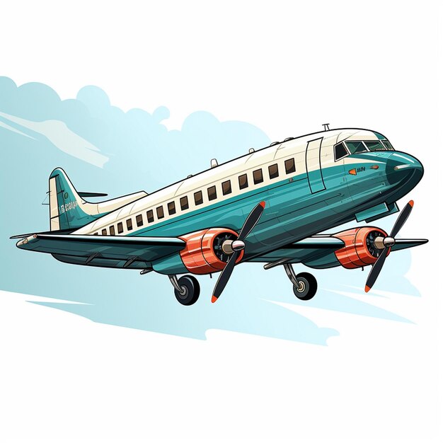Retro Passenger Plane Soaring Through the Skies | Jiffy Designs