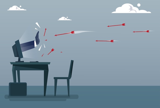 Workplace Frustration: Cubicle Worker Firing Arrows at Computer | Jiffy ...