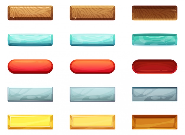 Vibrant Wooden and Glossy Buttons Collection for Digital Interfaces ...