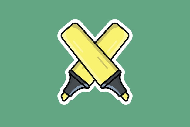 Crossed Highlighters in Bold Cartoon Style | Jiffy Designs