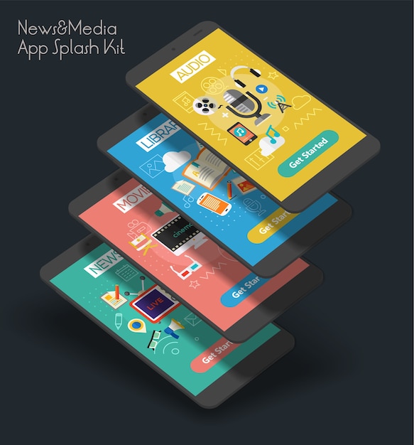 Vibrant App Splash Screens with Playful Digital Icons | Jiffy Designs