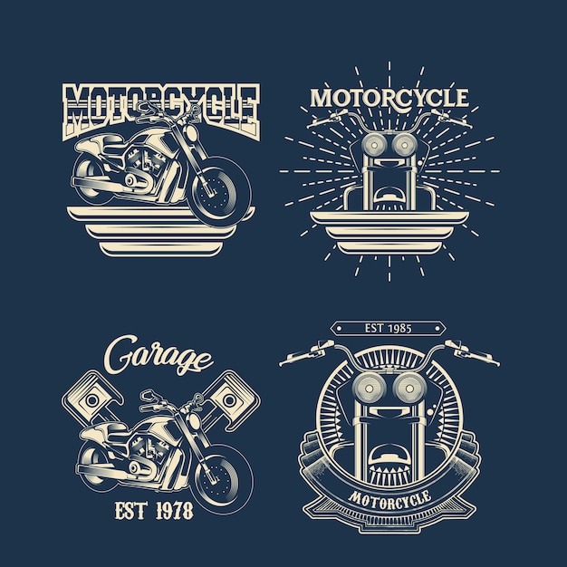 Vintage Motorcycle Logos and Emblems Collection with Retro Designs ...