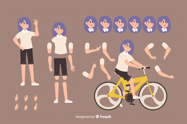 Diverse Cyclist Character Set with Multiple Poses and Expressions ...