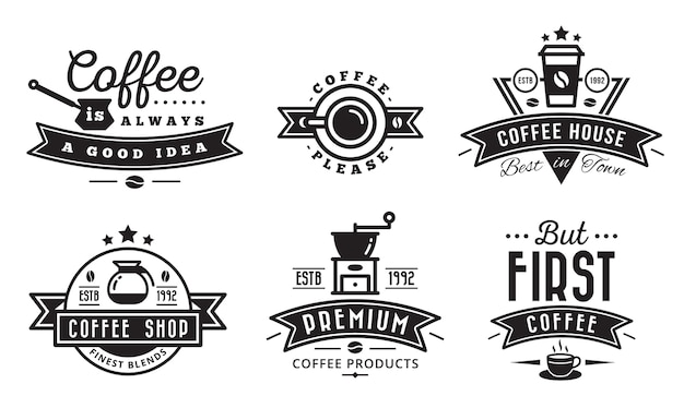 Vintage Coffee Themed Logos and Emblems Collection | Jiffy Designs