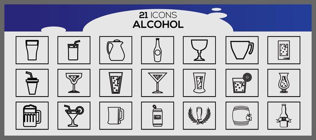 Comprehensive Collection of 21 Alcohol-Themed Icons | Jiffy Designs