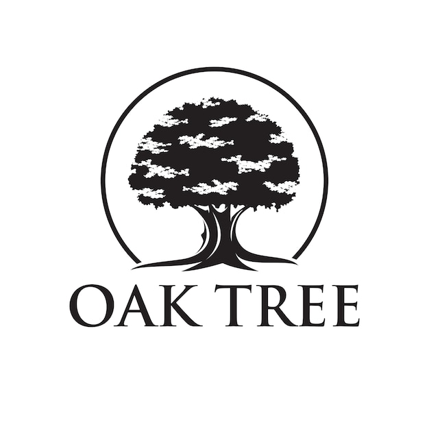Stylized Oak Tree Silhouette with Text Logo Design | Jiffy Designs