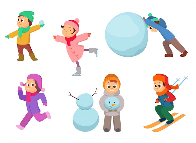 Delightful Winter Scene with Playful Children and Snowy Wonders | Jiffy ...
