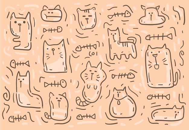 Whimsical Feline Doodles in Playful Sketch Style | Jiffy Designs