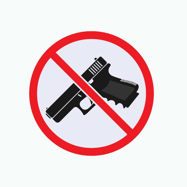 Prohibition Symbol of Handgun in Circular Warning Sign | Jiffy Designs