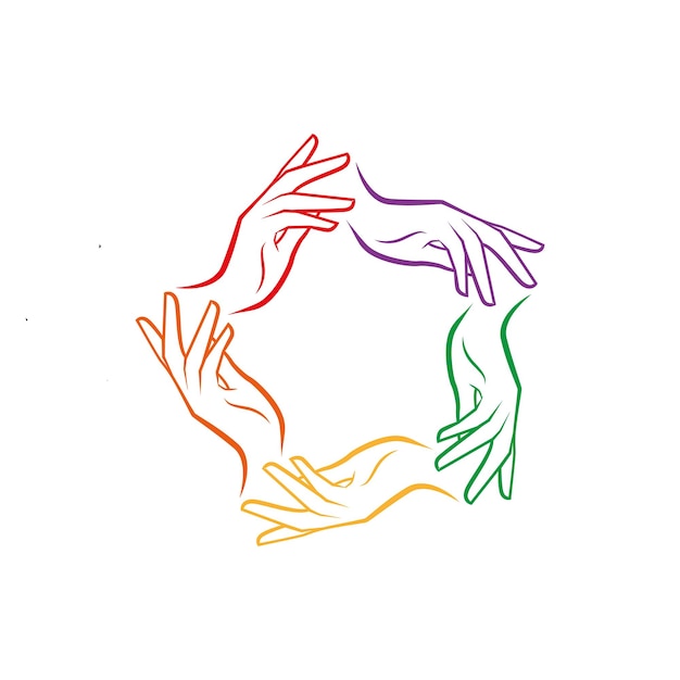 Vibrant Intertwined Hands Forming a Colorful Circular Shape | Jiffy Designs