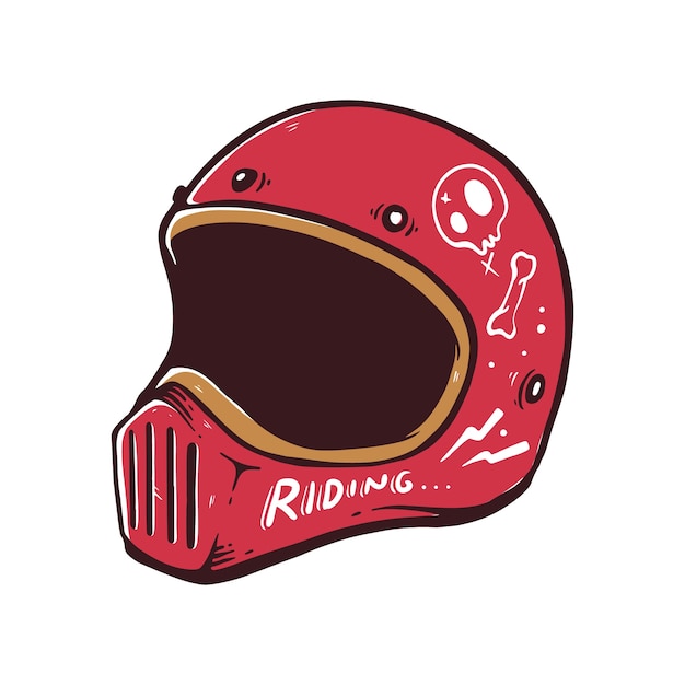 Retro Motorcycle Helmet with Punk Rock Symbols | Jiffy Designs