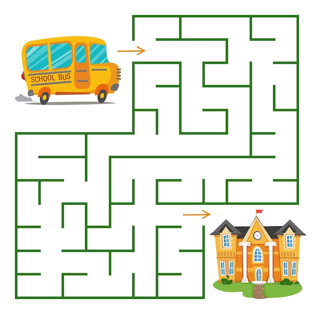 Fun School Bus Navigates Winding Maze to Reach Colorful Schoolhouse ...