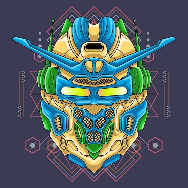 Captivating Futuristic Mech Helmet with Vibrant Colors | Jiffy Designs