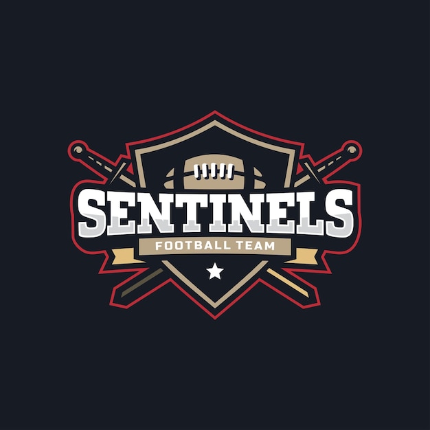 Iconic Sentinels Football Team Logo with Crossed Swords | Jiffy Designs