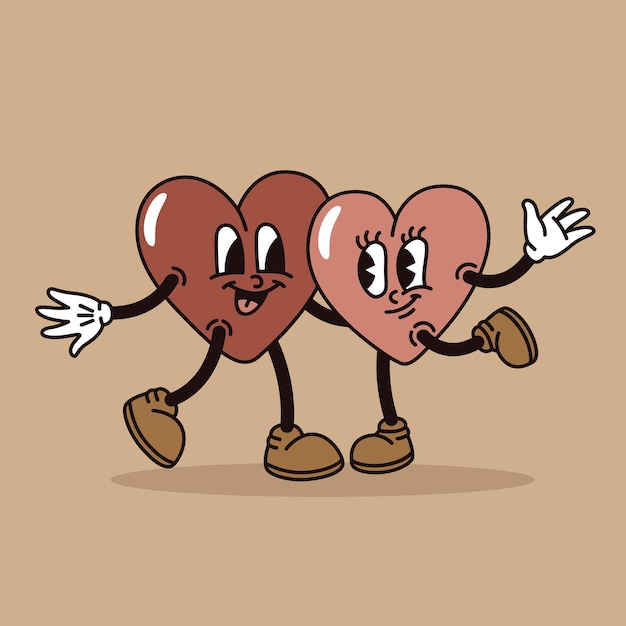 Playful Hearts Embrace in Charming Cartoon Illustration | Jiffy Designs
