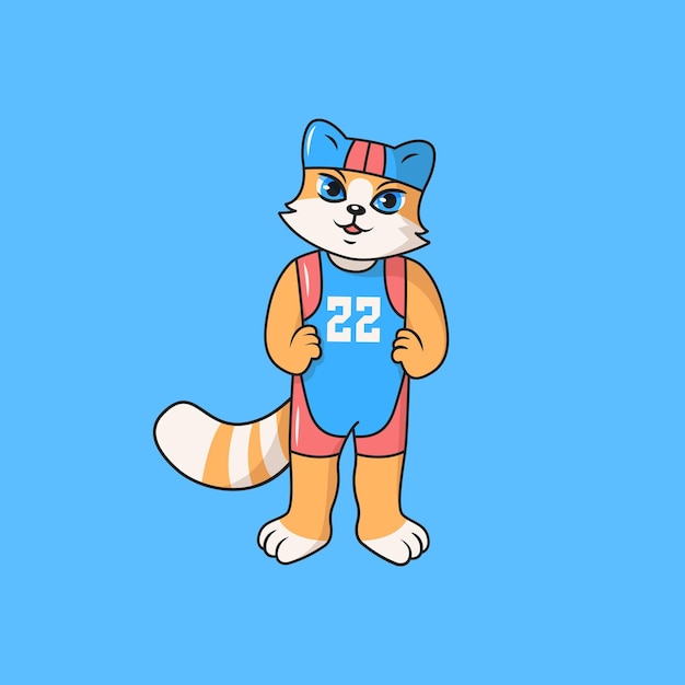 Adorable Cartoon Cat Athlete in Sports Uniform | Jiffy Designs