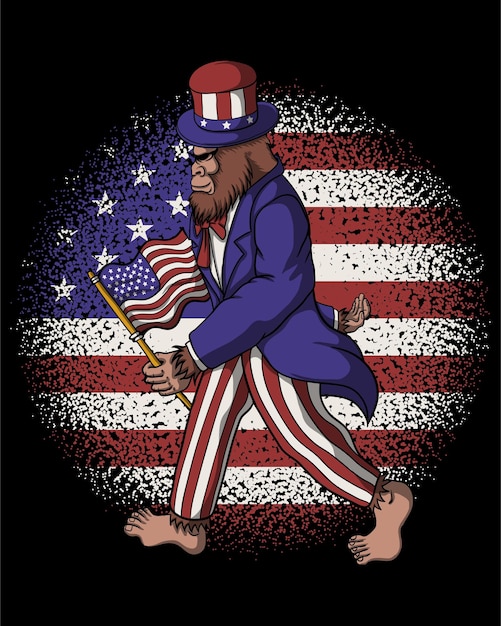 Patriotic Uncle Sam Brandishing American Flag on Distressed Background ...