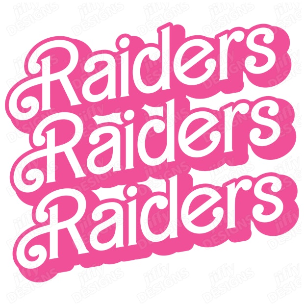 'Raiders' Bold Pink Retro-Style Stacked Typography Design | Jiffy Designs
