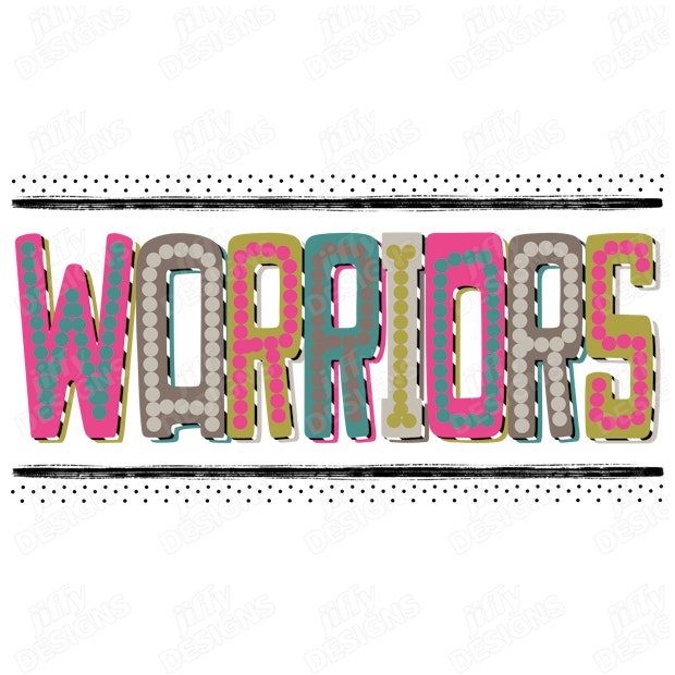 'Warriors' Vibrant Patterned Letters with Polka Dot Border | Jiffy Designs
