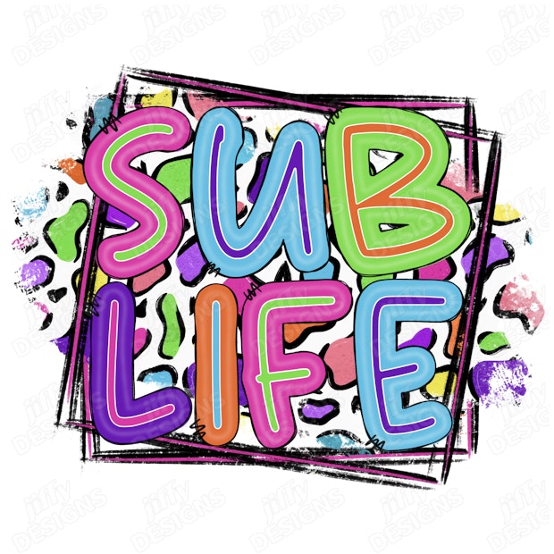 'Sub Life' Vibrant Graffiti-Style Letters with Splatter and Frame ...
