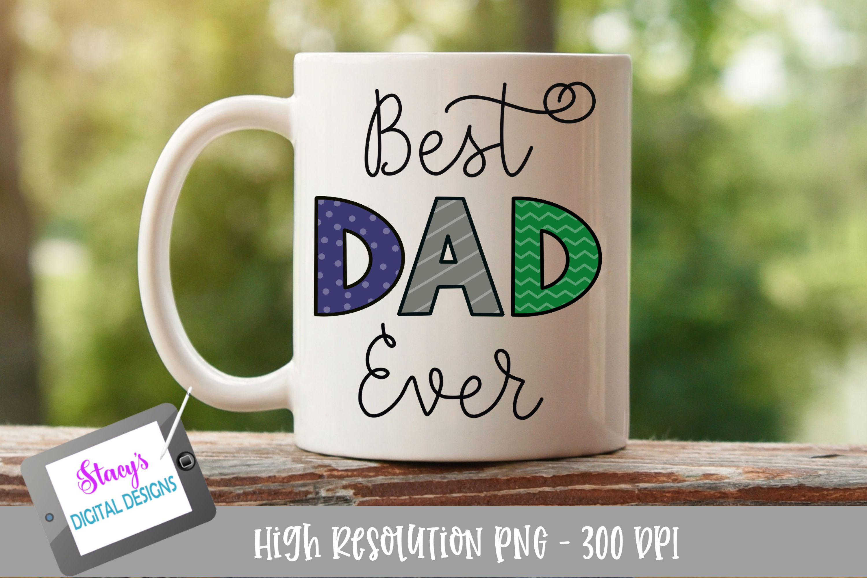 'Best Dad Ever' Playful Typography with Patterned Letters | Jiffy Designs