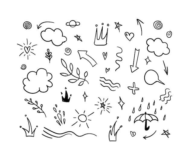 Whimsical Doodle Art with Clouds, Stars, and Abstract Shapes | Jiffy ...
