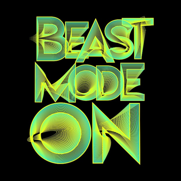 Vibrant Neon Beast Mode Text with Spiraling Shapes | Jiffy Designs