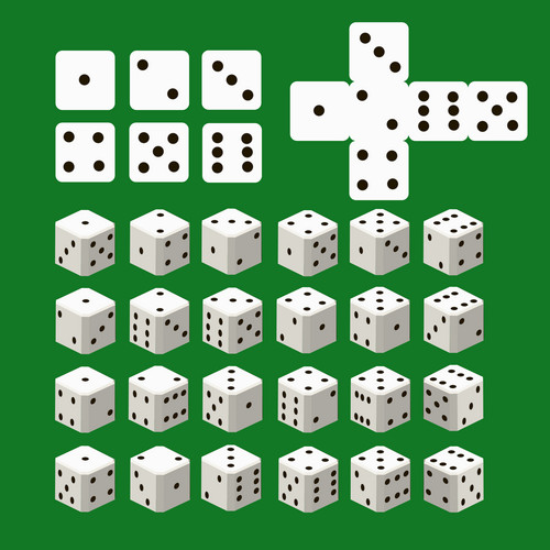 Illustration Of Dices For Playing Dice In Different Angles And Scan ...