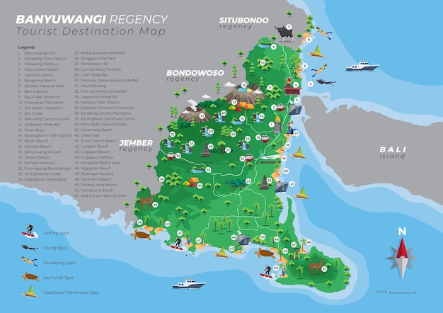 Vibrant Banyuwangi Regency: A Captivating Tourist Destination Map ...
