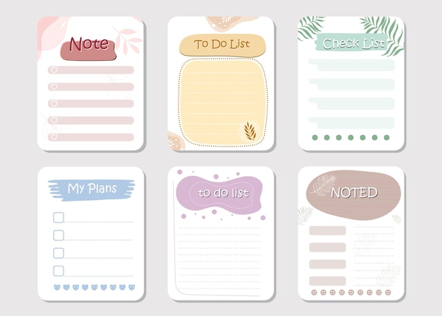 Pastel Notepad Doodle Designs with Checklist and Memo Elements | Jiffy ...