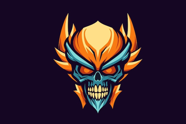 Menacing Demonic Skull with Fiery Horns and Glowing Eyes | Jiffy Designs