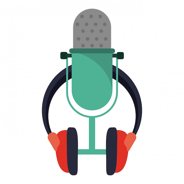 Vibrant Headphones and Microphone Icon with Geometric Shapes | Jiffy ...