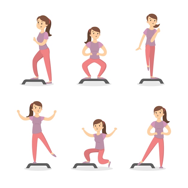 Vibrant Collection of Diverse Workout Poses in Activewear | Jiffy Designs