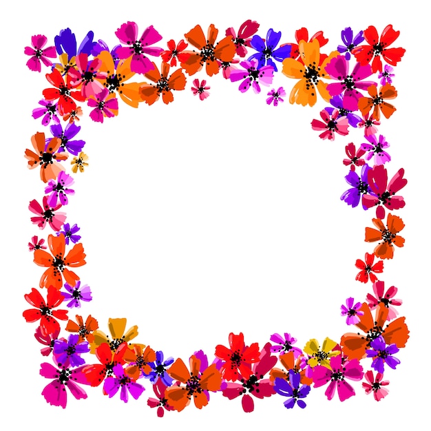 Vibrant Floral Frame of Colorful Blooming Flowers | Jiffy Designs