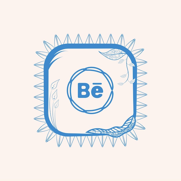 Vibrant Blue Beaker Icon with Organic Floral Border | Jiffy Designs