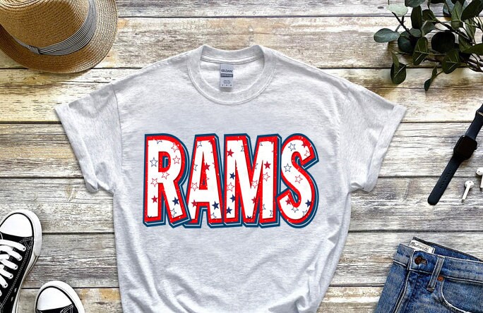 'RAMS' Bold Patriotic Typography with Star-Spangled Embellishments ...