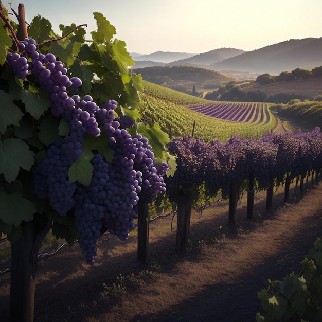 Vibrant Vineyard Landscape with Lush Grape Clusters | Jiffy Designs