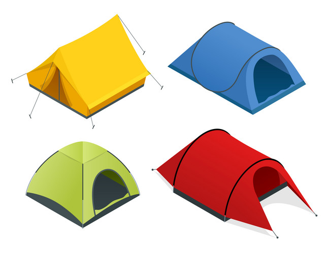 Isometric Icon Set Of Tourist Tents. Flat 3d Isometric Illustration For ...