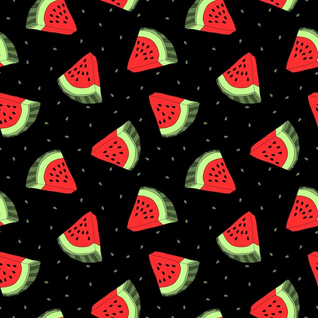 Vibrant Watermelon Slices Scattered Across a Starry Night Background ...