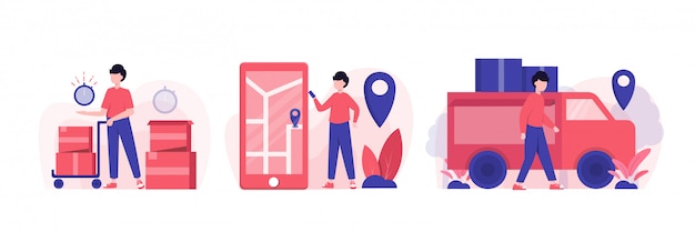 Vibrant Illustrations of Modern Delivery Services and Technology ...