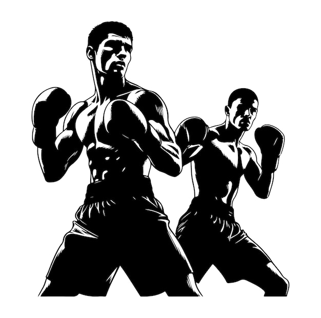 Powerful Boxers Striking Fierce Poses in Dramatic Silhouette | Jiffy ...