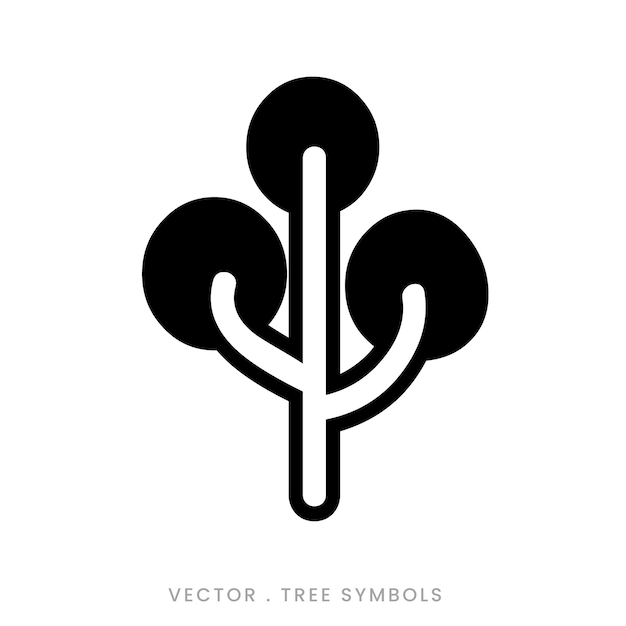 Minimalist Black Tree Symbol with Distinctive Shapes | Jiffy Designs