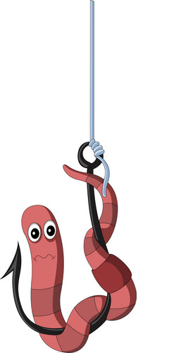 Vector Illustration Of Cartoon Worm On A Hook | Jiffy Designs