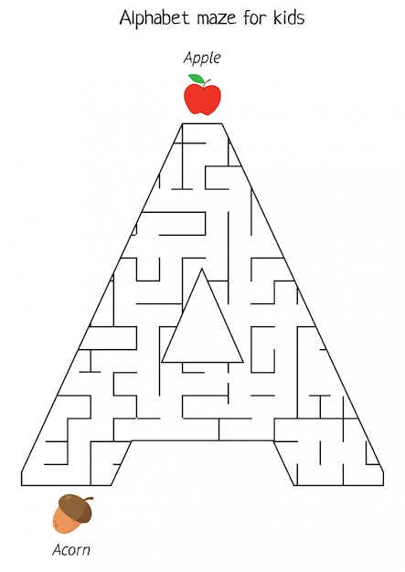 Engaging Alphabet Maze Featuring Apples and Acorns | Jiffy Designs