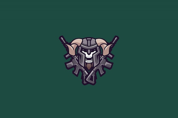 Fierce Mech Warrior Emblem with Crossed Weapons | Jiffy Designs