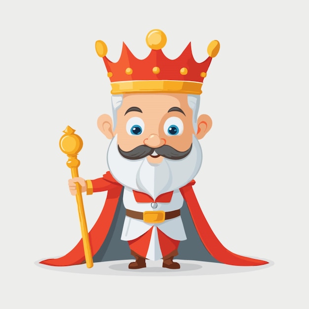 Regal Ruler: A Whimsical Cartoon King Holding Scepter | Jiffy Designs
