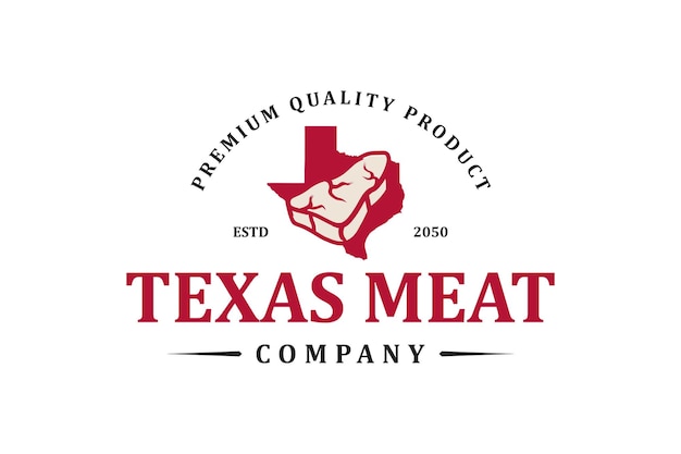 Iconic Texas Meat Company Logo with Lone Star State Emblem | Jiffy Designs