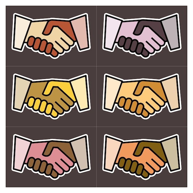 Handshake Symbols in Retro Geometric Illustration | Jiffy Designs