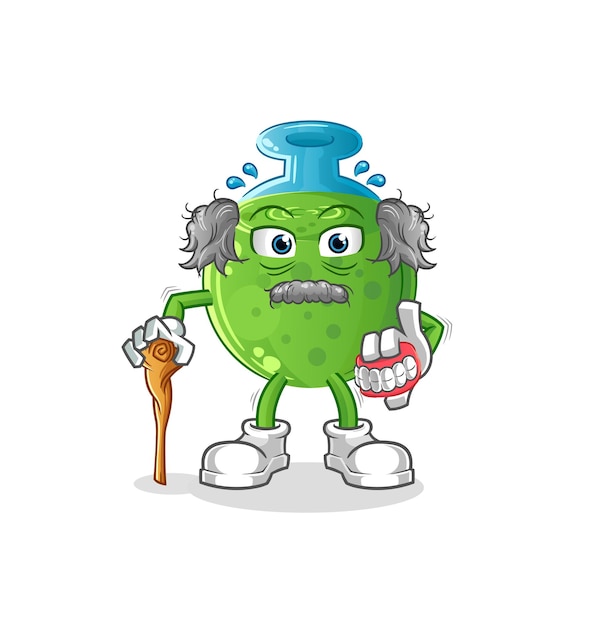 Quirky Green Germ Character with Beaker and Teeth | Jiffy Designs